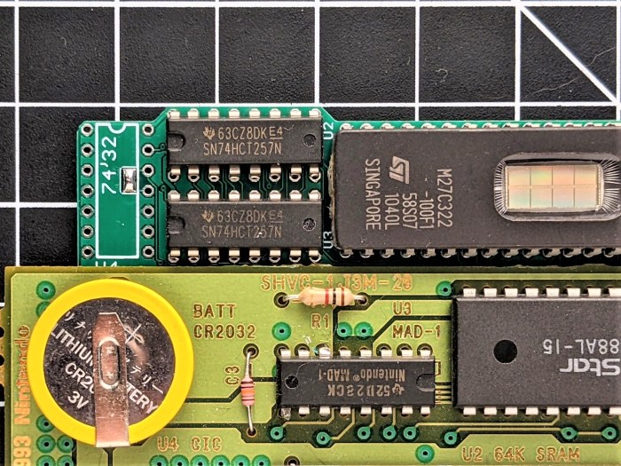 27C322, 27C160 to SNES Mask ROM Extended Adapter Board | Mouse Bite Labs